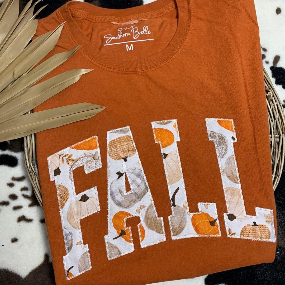 Fall Embroidered Short Sleeve Shirt, Fall Shirt, Pumpkin Shirt, Fall ...