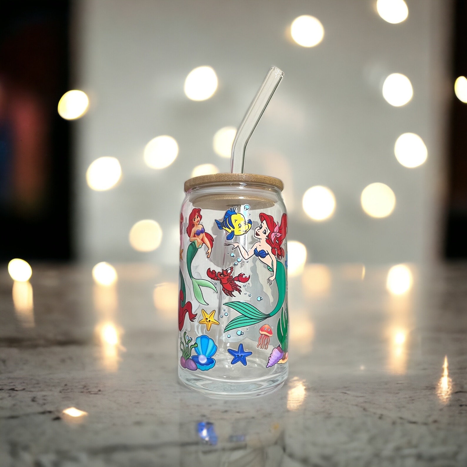 Little Mermaid Glass Cup, Disneys Little Mermaid Cup, Little Mermaid ...