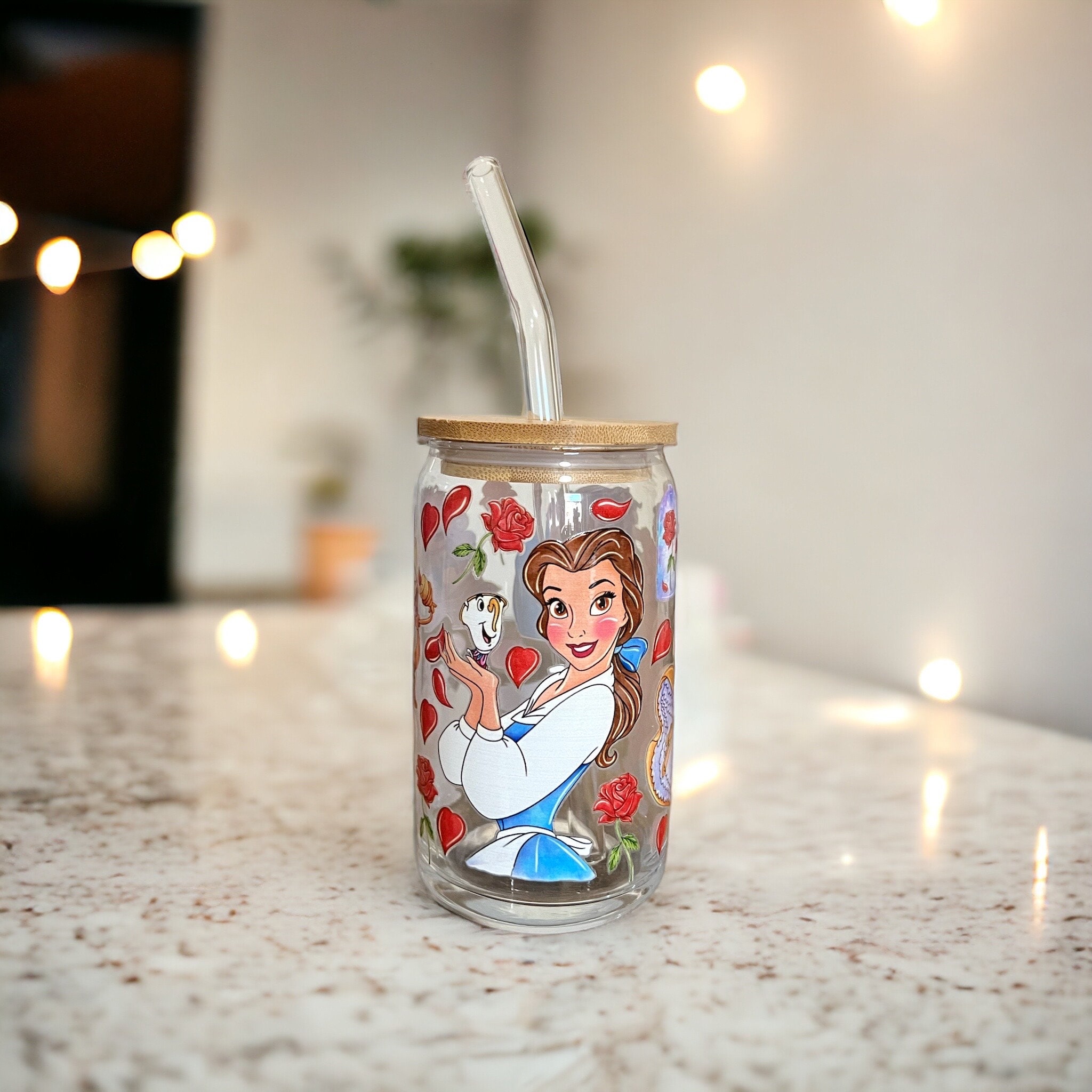 Beauty and the Beast Glass Cup, Disneys Beauty and the Beast Cup ...