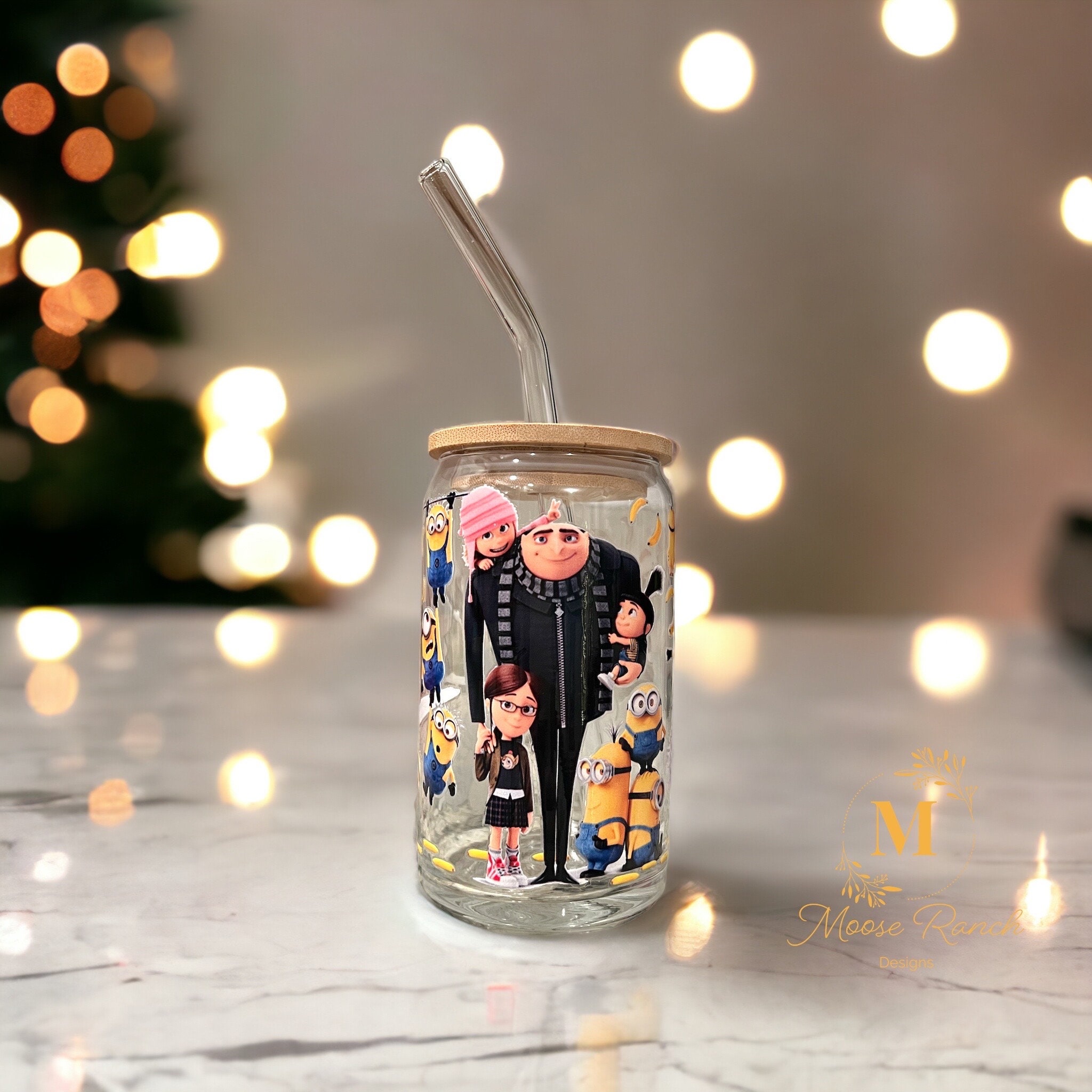 Minions Glass Cup, Minions Cup, Despicable Me Tumbler, Iced Coffee Cup ...