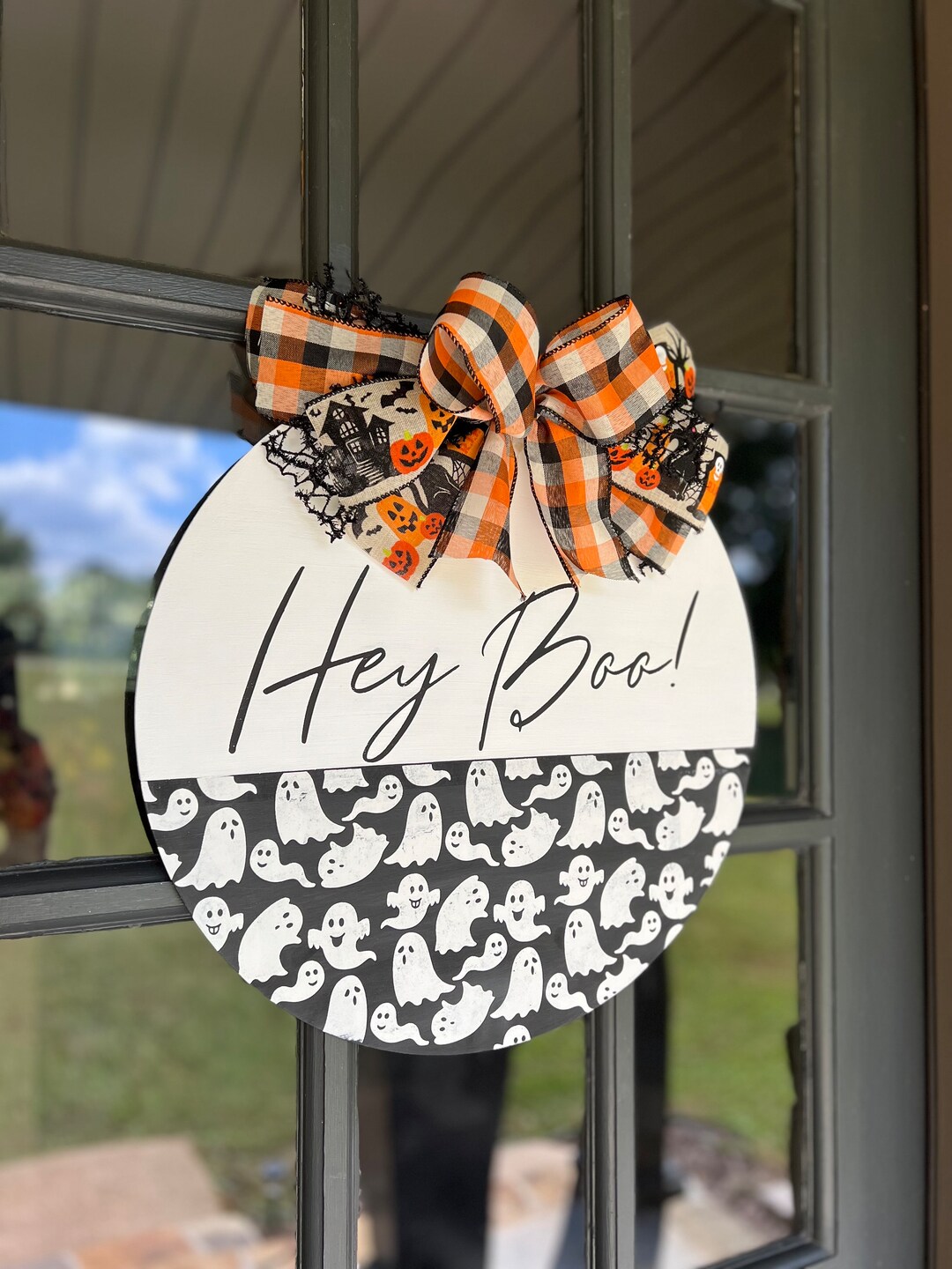 Hey Boo Door Sign Halloween Door Sign Welcome Sign - Etsy