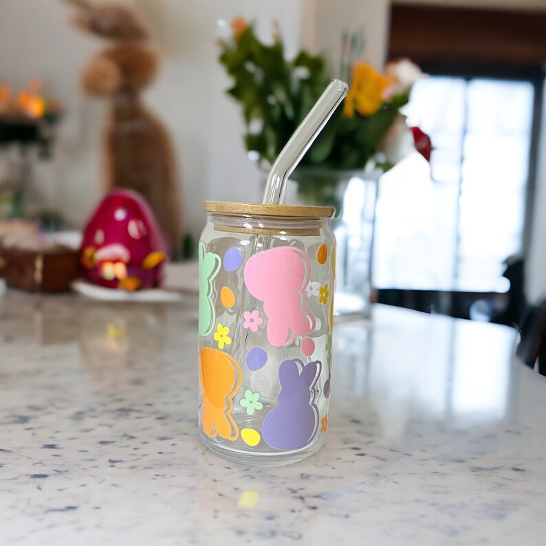 Easter Bunny Glass Cup, Bunny Coffee Cup, Easter Glass Cup, Bunny ...