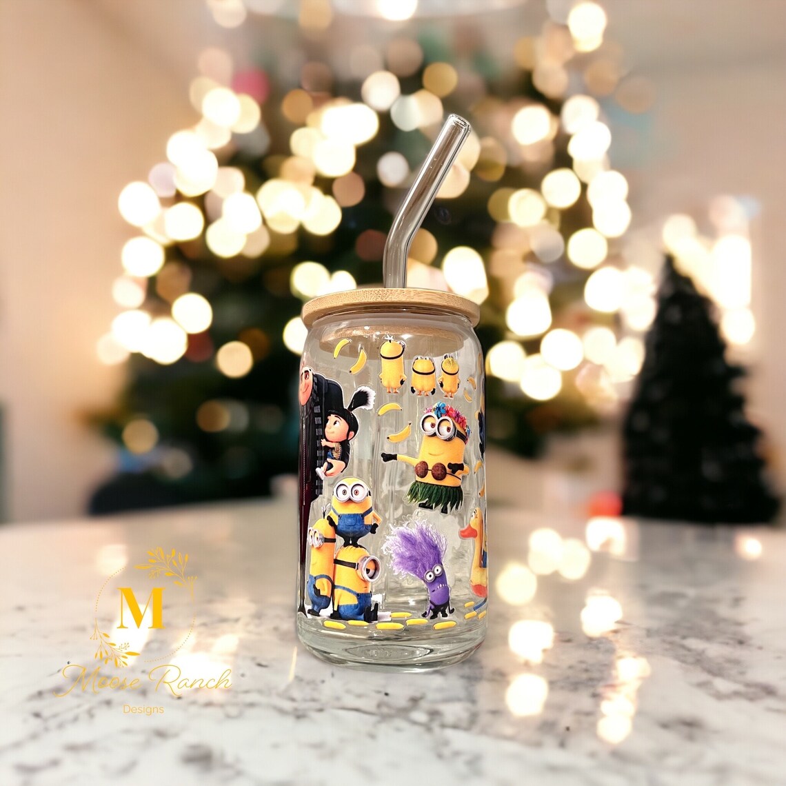 Minions Glass Cup, Minions Cup, Despicable Me Tumbler, Iced Coffee Cup ...