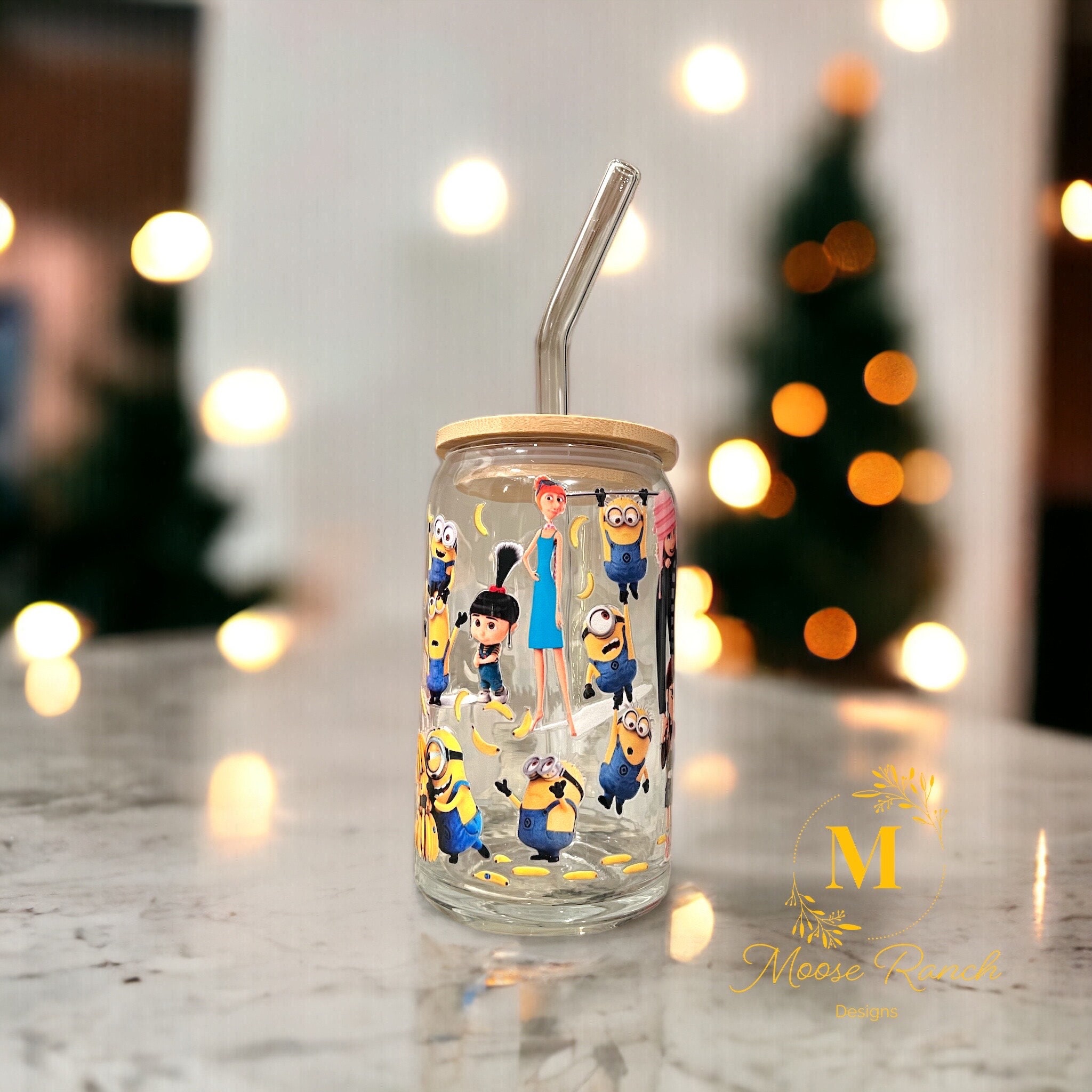 Minions Glass Cup, Minions Cup, Despicable Me Tumbler, Iced Coffee Cup ...
