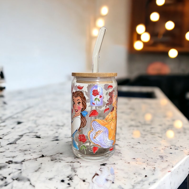 Beauty and the Beast Glass Cup, Disneys Beauty and the Beast Cup ...
