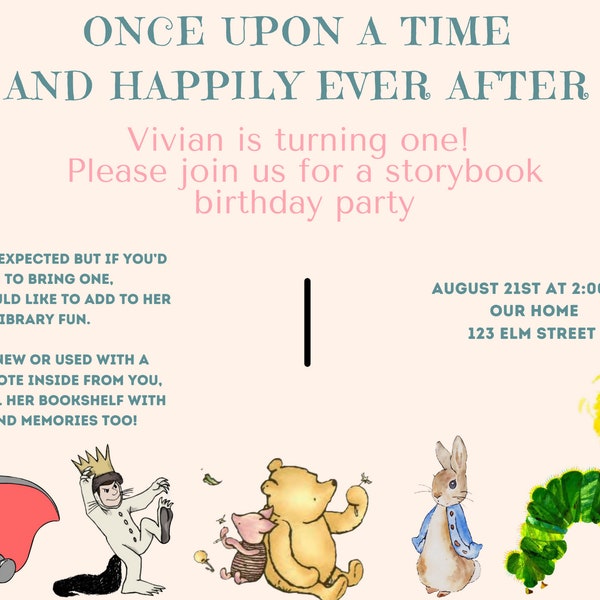 Storybook Themed Birthday Invitation - Etsy