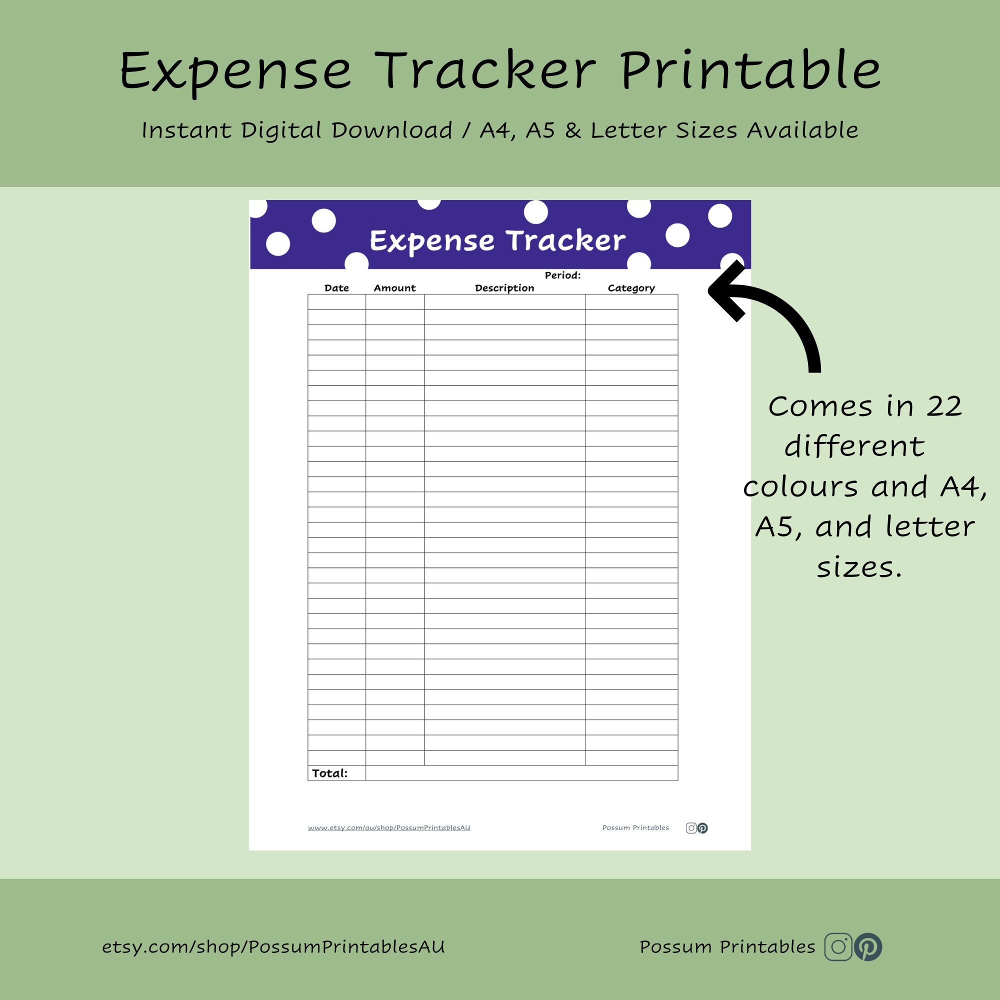 Expense Tracker Printable L Income Spending Bill Log L Transaction ...