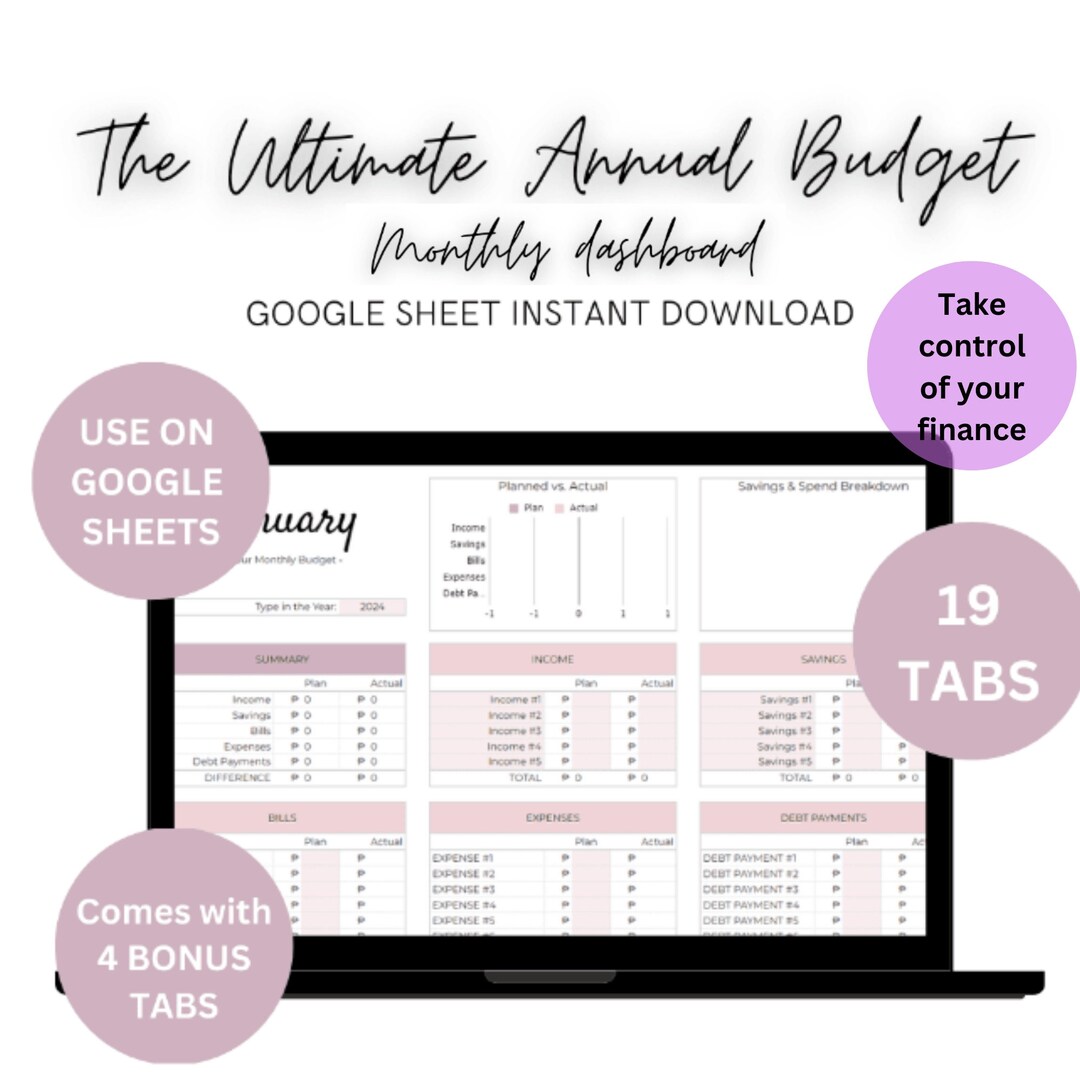 Annual & Monthly Budget Spreadsheet Google Sheets Template|annual ...