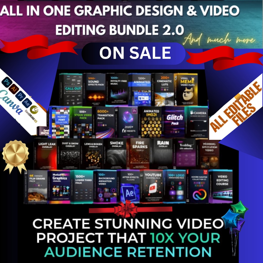 All in One Mega Graphic Designer Bundle for Video Editing and Graphics ...