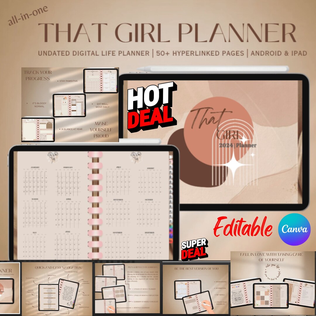 Plr|all-in-one Premium Digital Life Planner 2024,2025 |canva Editable ...