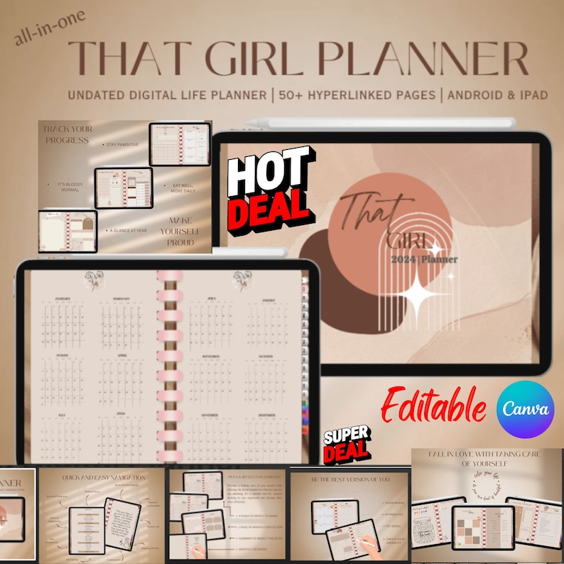 Plr|all-in-one Premium Digital Life Planner 2024,2025 |canva Editable ...