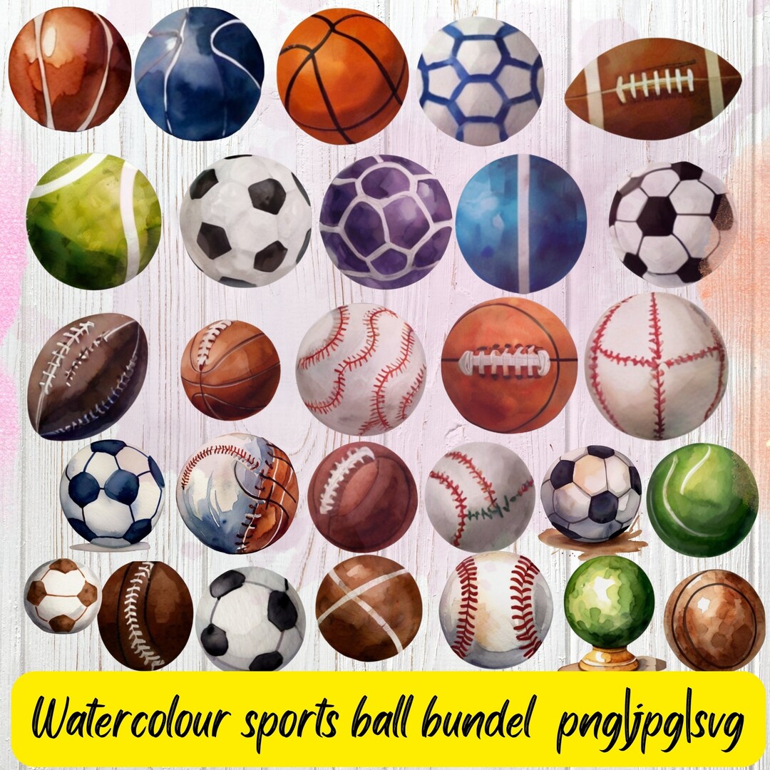 Watercolor Sports Ball Clipart - Watercolor Sports Balls| Footballs ...