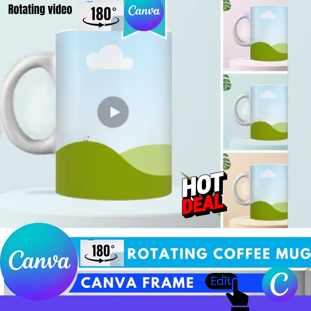 Animated Mug, Spinning Mug, Canva Mug Mock Up, 180 Degree Rotation ...