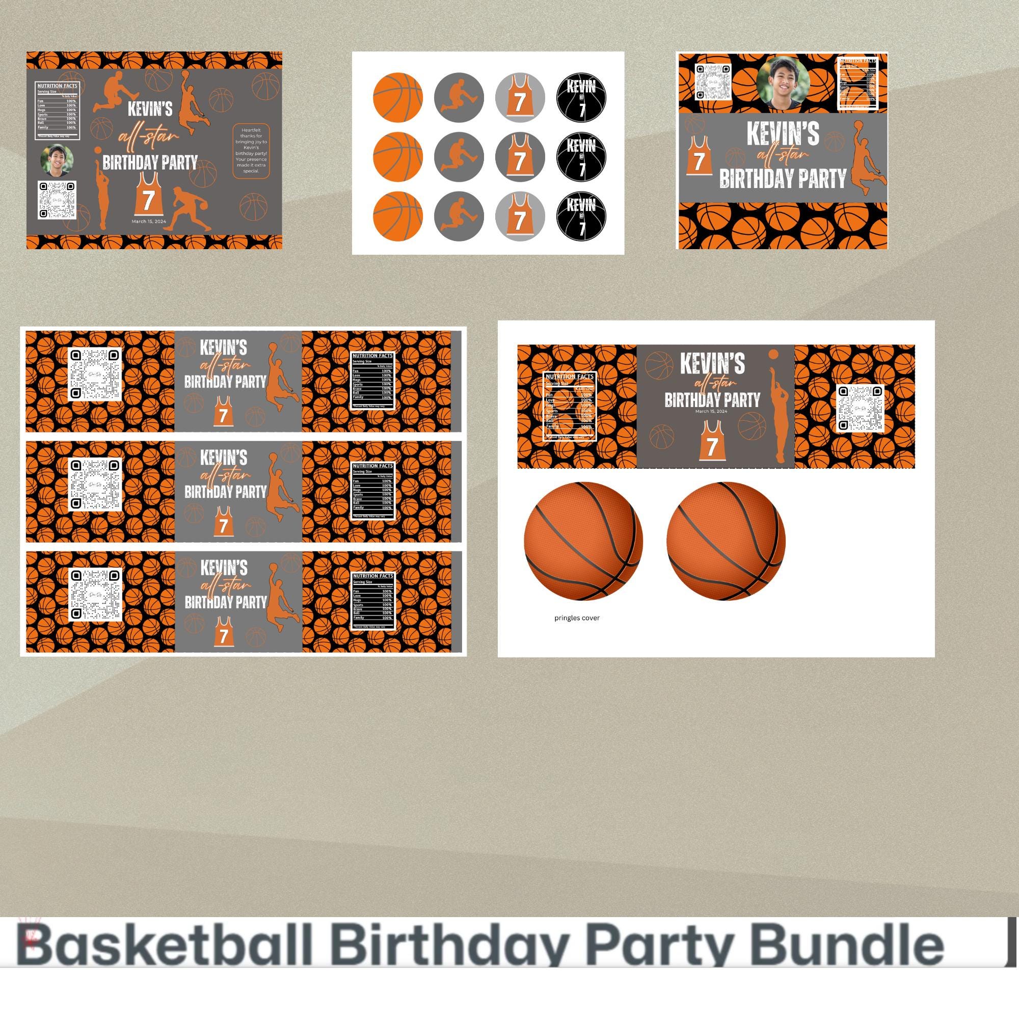 Basketball Birthday Party Bundle: Editable Favor Templates (digital ...