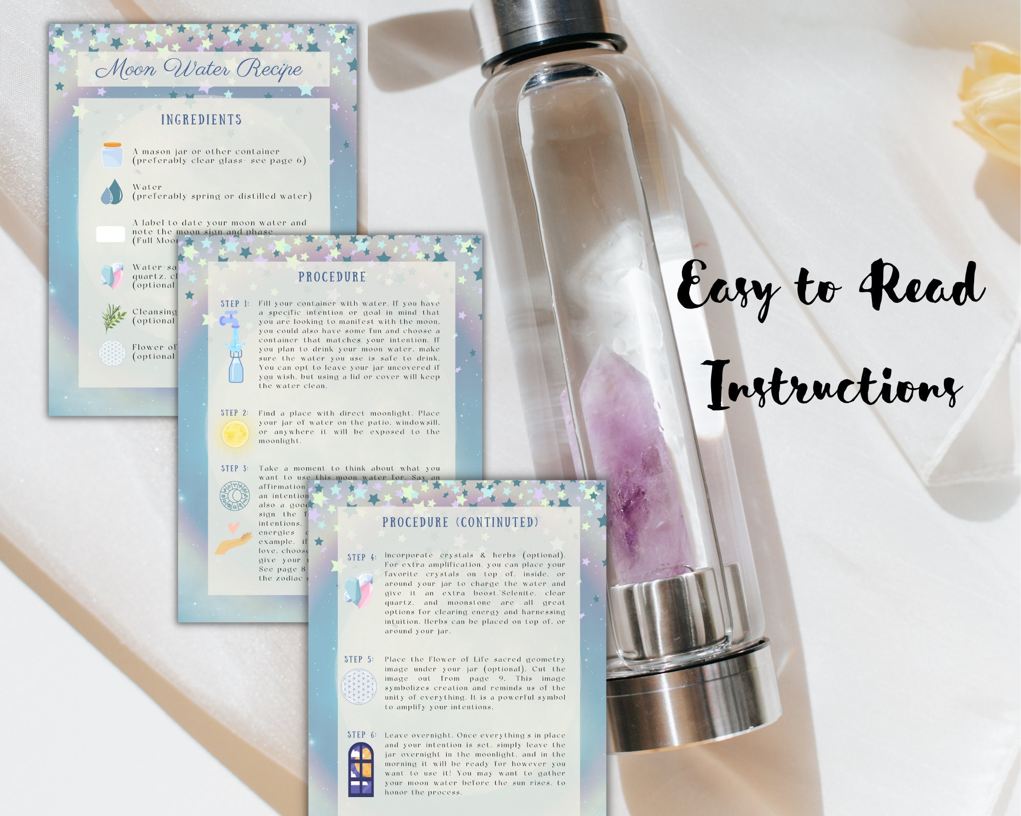 Moon Water Recipe Book Moon Manifestation Moon Water Directions Full ...