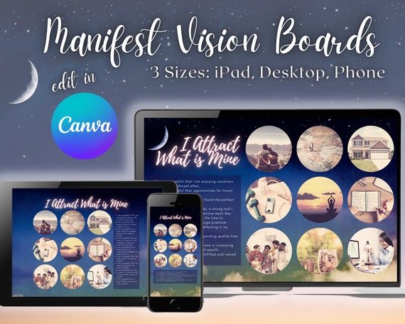 Manifestation Vision Board Canva Template Printable Vision | Etsy