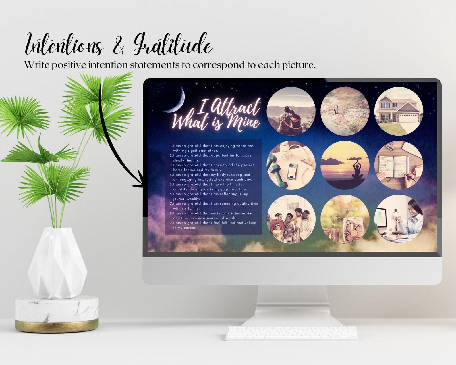 Manifestation Vision Board | Canva Template | Printable Vision Board ...