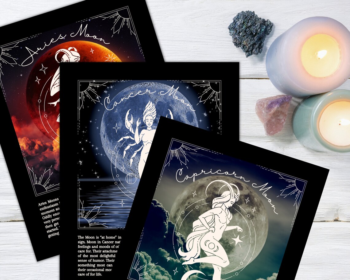 Moon Sign Printable Moon Sign Placement Prints Astrology - Etsy