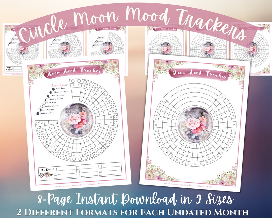 Printable Moon Mood Tracker | Circle Lunar Calendar (PDF) - Etsy