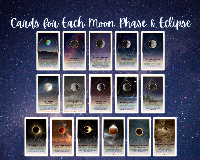 Mystic Moon Oracle Deck | Printable Divination Cards | 44-card Moon ...