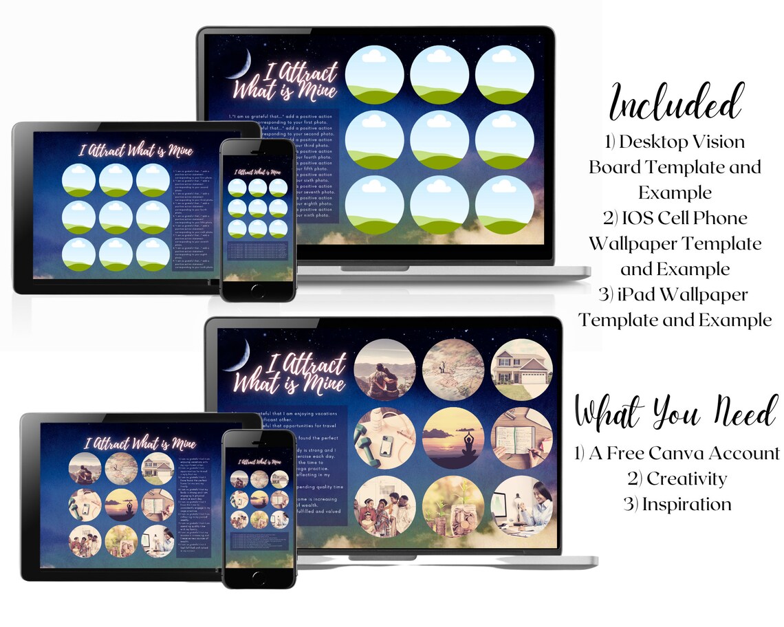 Manifestation Vision Board Canva Template Printable Vision - Etsy