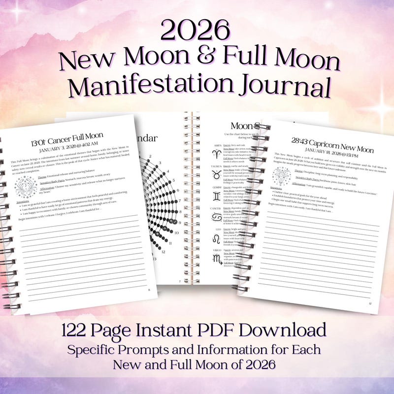 2026 Moon Journal Diary - Etsy