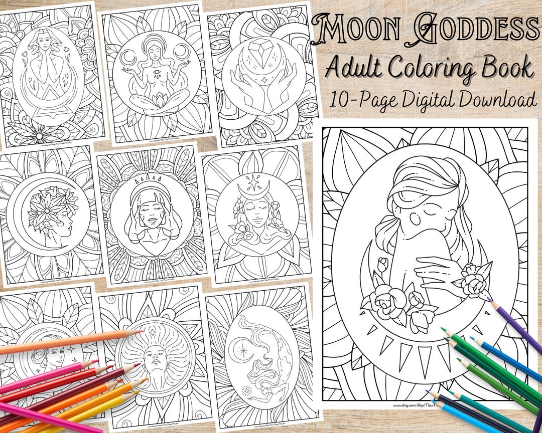 Moon Goddess Coloring Book | 10-page Lunar Fantasy (digital Download ...
