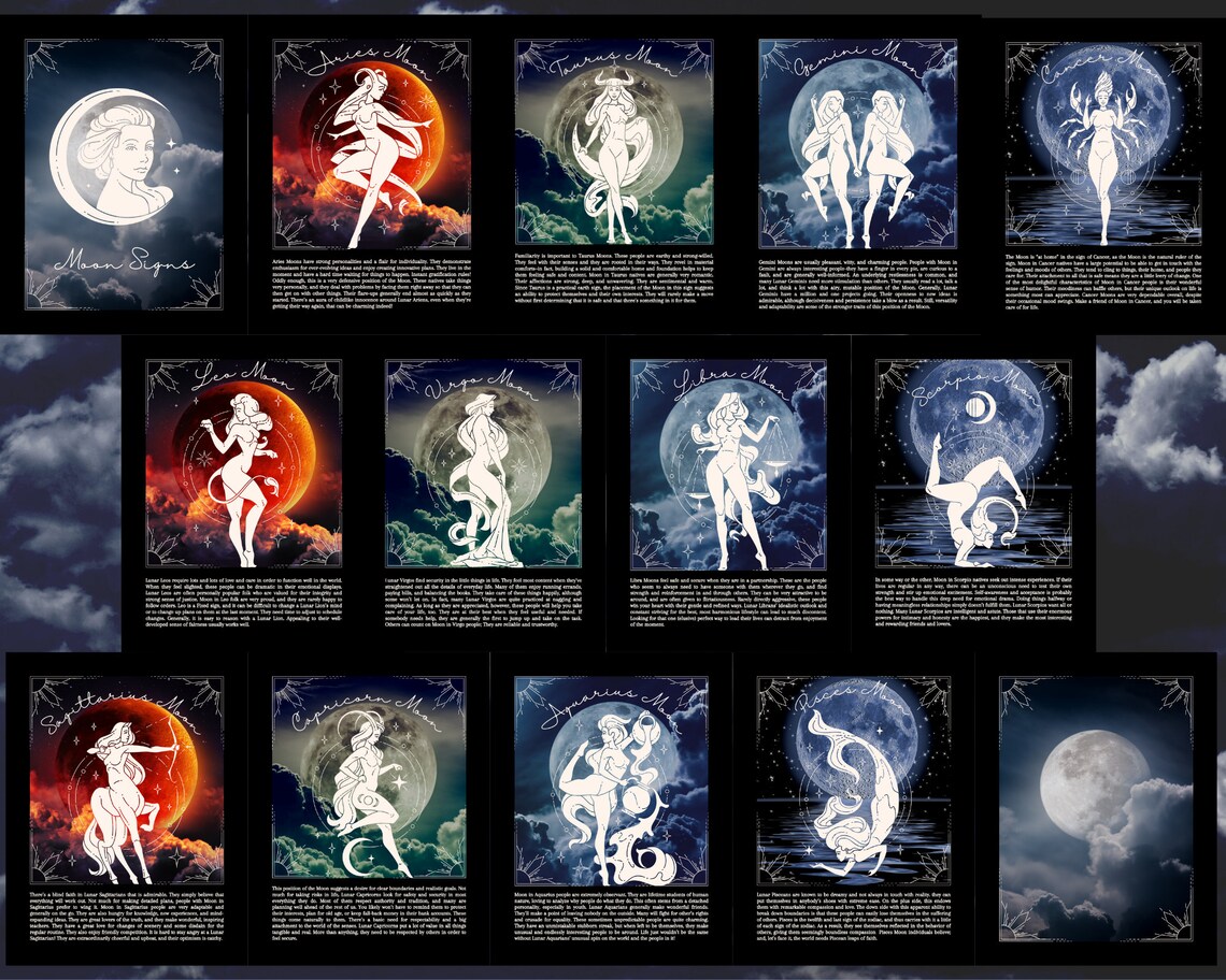 Moon Sign Printable Moon Sign Placement Prints Astrology - Etsy