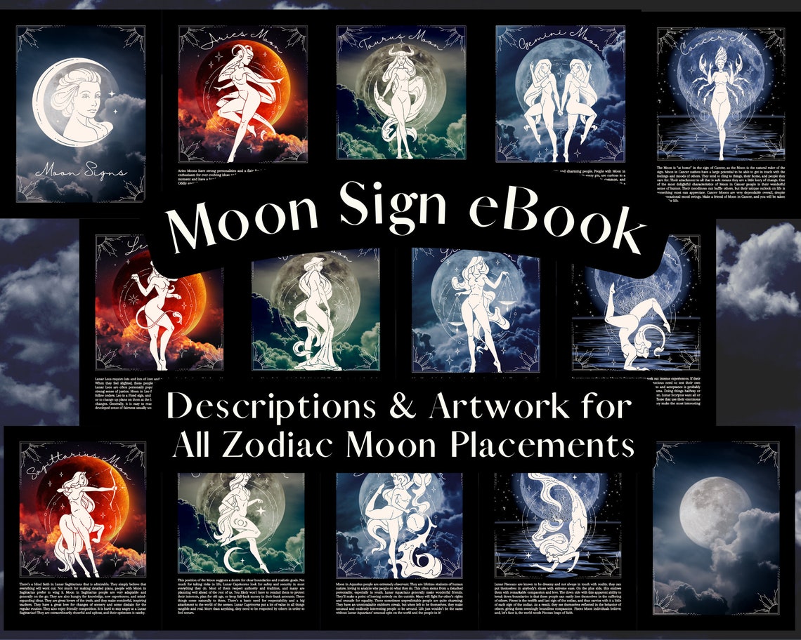 Moon Sign Printable Moon Sign Placement Prints Astrology Printable PDF ...
