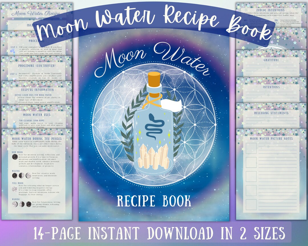 Moon Water Recipe Book Moon Manifestation Moon Water Directions Full ...