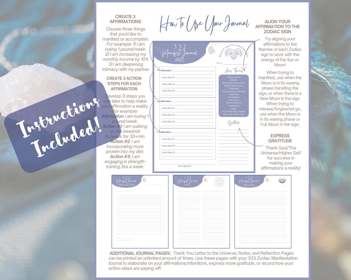 333 Manifestation Journal Zodiac Goal Setting Journal Law of Attraction ...