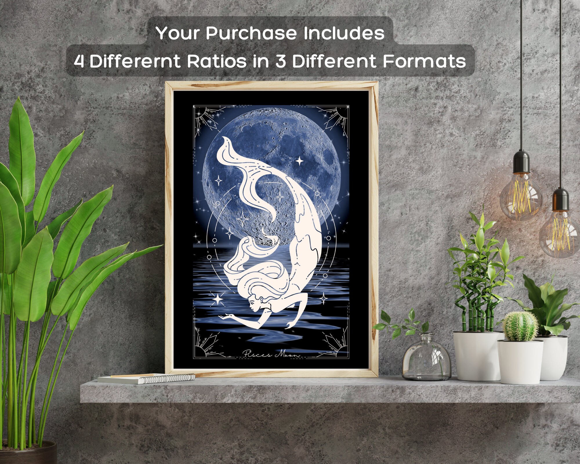 Pisces Moon Art Prints | Pisces Artwork With Moon Sign Description ...