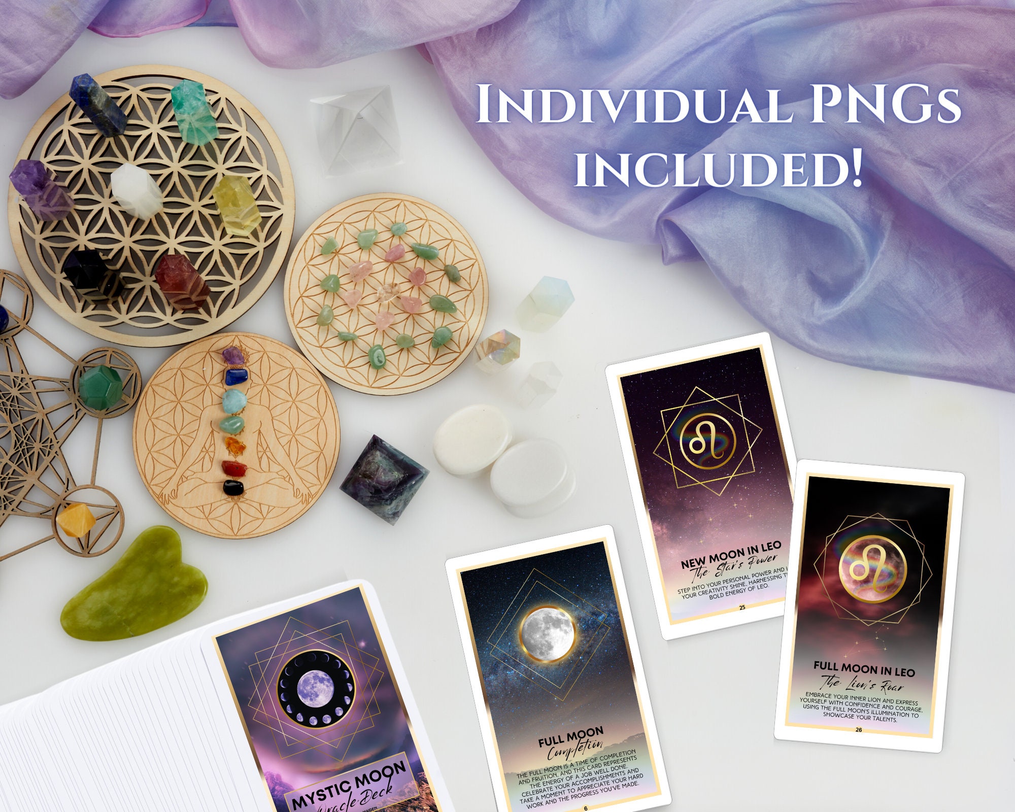 Mystic Moon Oracle Deck Printable Divination Cards 44 Card Moon Magic