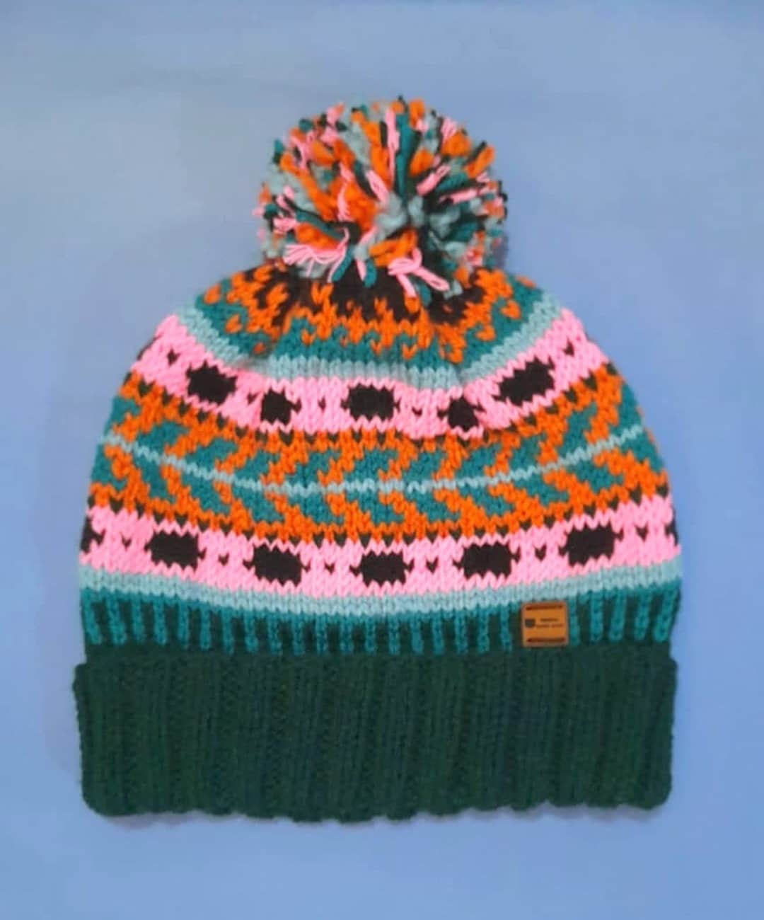 Hand Knit Wool Beanie: Colorful Striped Winter Hat, Fleece Lined - Etsy