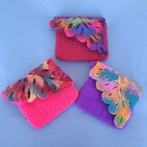 Chic Wool Felt Pouch, Handmade Colorful Leave Purse, Gifts for Kids and ...