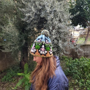 Dairy Cow Hat, Hand Knit Wool Bobble Beanie, Cute Animal Patterned ...