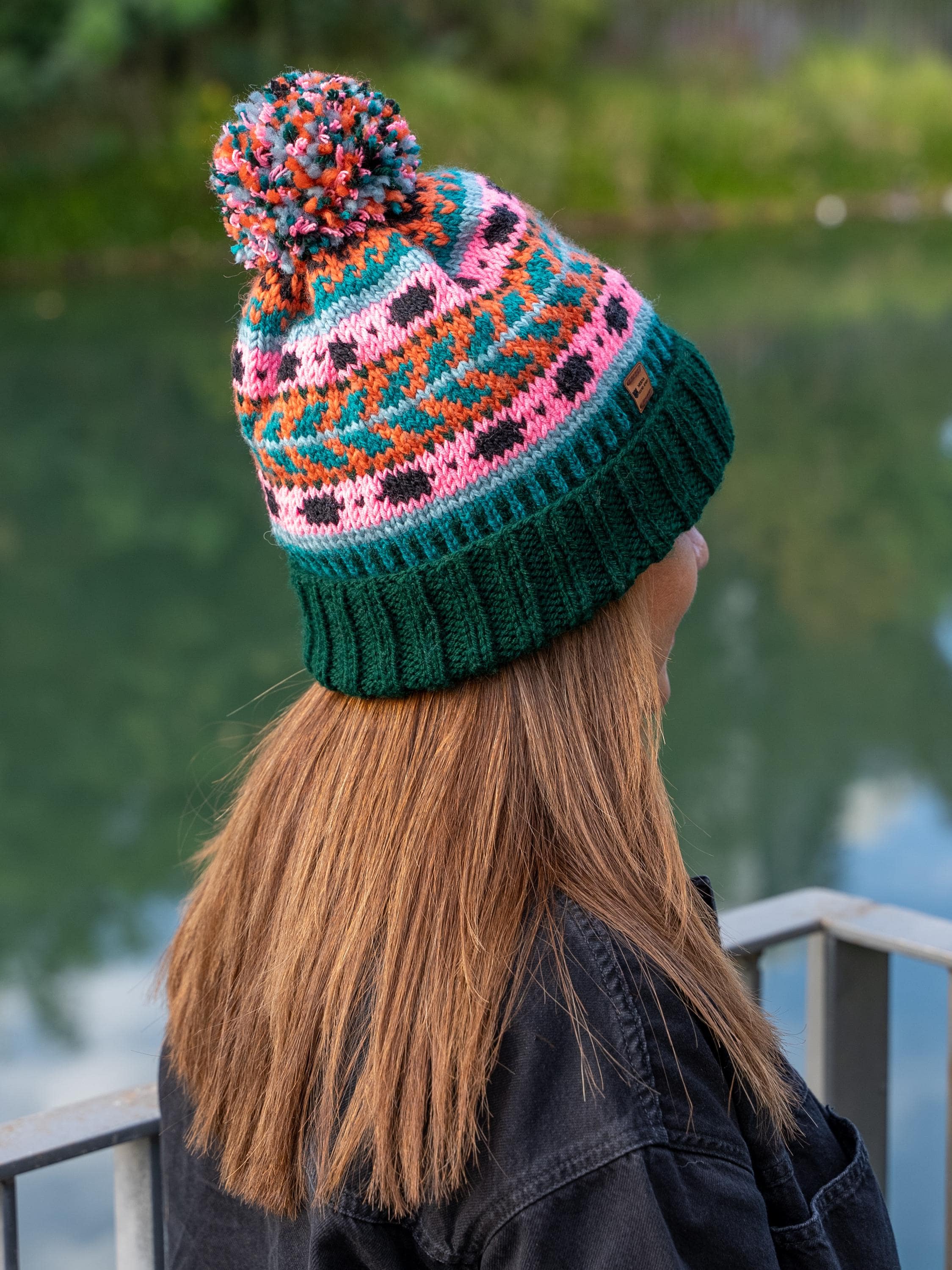 Hand Knit Wool Beanie: Colorful Striped Winter Hat, Fleece Lined - Etsy