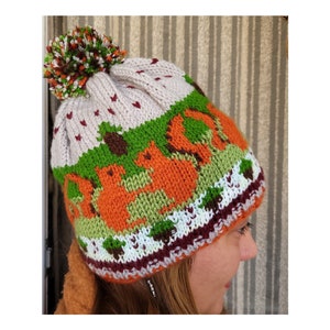 Hand Knitted Squirrel Themed Hat| Squirrel Themed Bobble Beanie ...