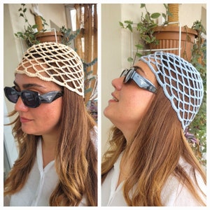 Crochet Hat, Cotton Mesh Knitted Hat, Skull Cap, Retro Hat, Fishnet Hat ...