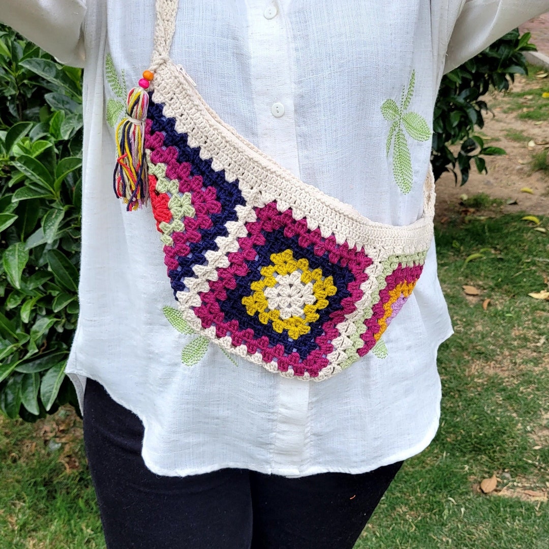 Crochet Bum Bag, Granny Square Crossbody Bag, Fanny Pack, Festival ...