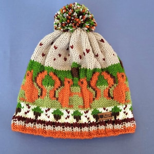 Hand Knitted Squirrel Themed Hat| Squirrel Themed Bobble Beanie ...