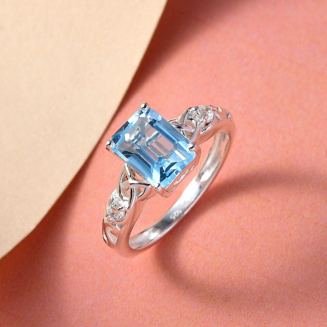 Swiss Blue Topaz Rings Sterling Silver Ring Blue Topaz - Etsy