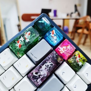 Epoxy Resin Artisan Keycap, Custom Keycaps, Botanical Koi Keycaps ...