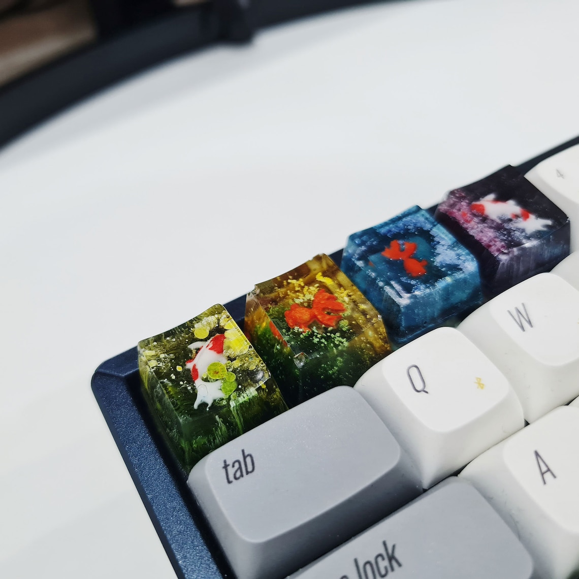 Epoxy Resin Artisan Keycap Custom Keycaps Botanical Koi - Etsy