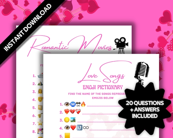 Valentine's Day Emoji Pictionary Game Emoji Quiz for Love | Etsy