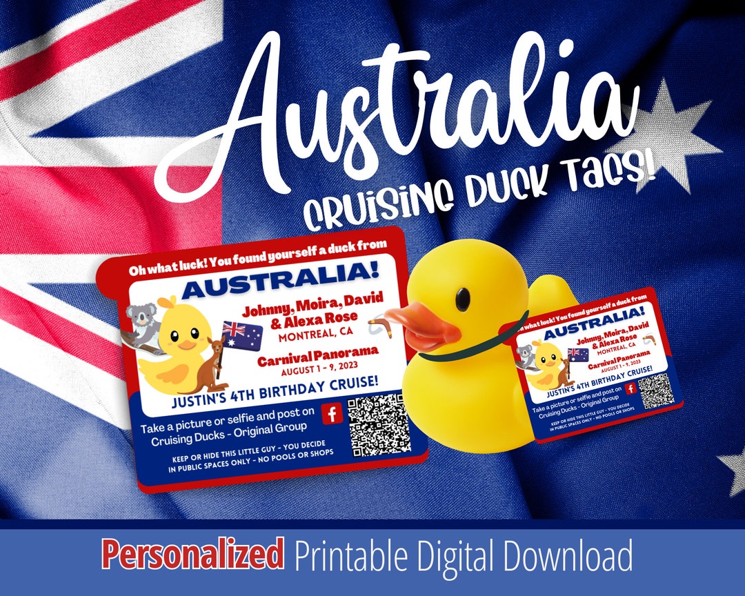 Cruising Ducks Australia Tag, Printable Digital Download, Custom Tags ...