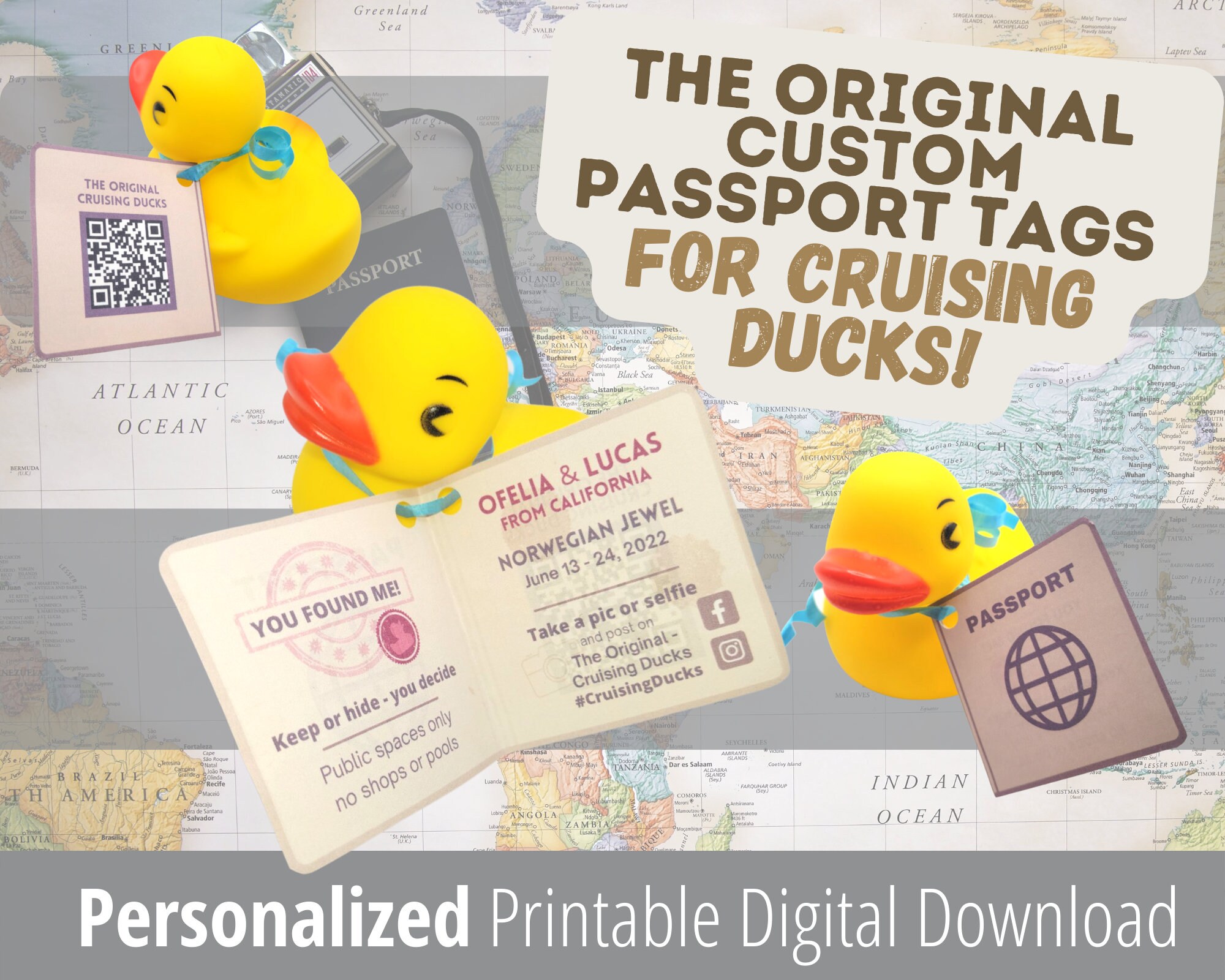 Cruising Ducks Passport Printable Personalized Digital Etsy