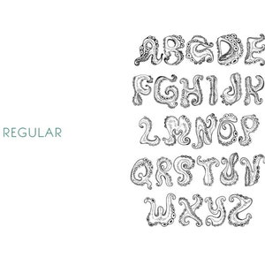 Octopus Font, Tentacle Font, Outline Font, Cricut Font, Doodle Font ...