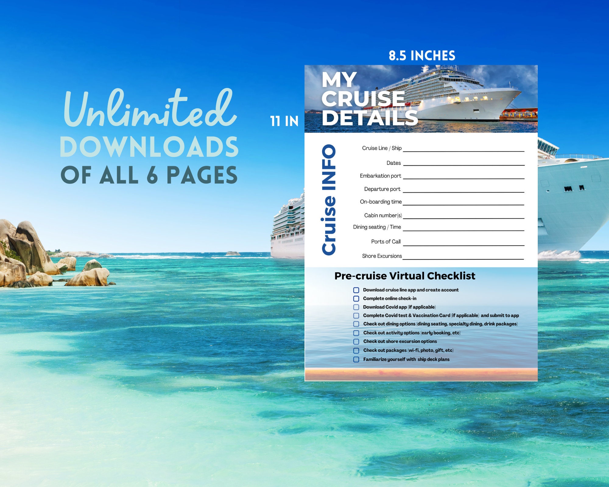 Instant Printable Cruise Checklist Digital Download Cruising - Etsy