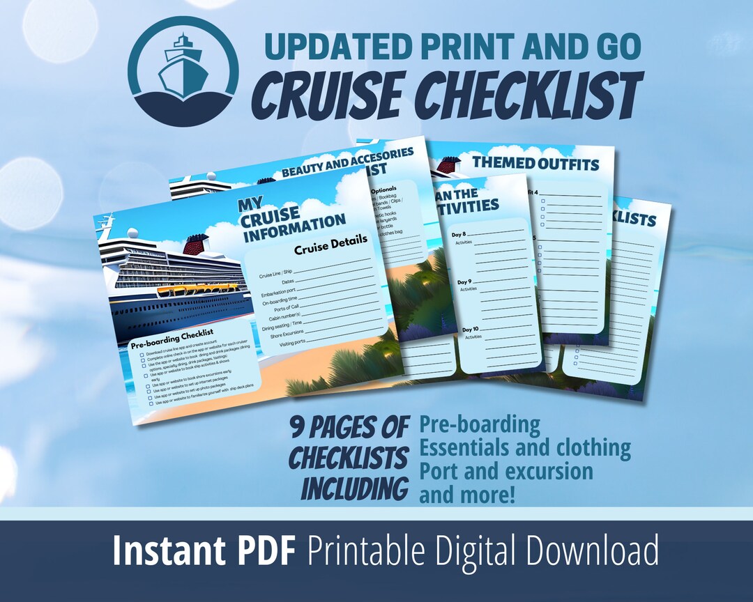 Cruise Checklist, Digital Download, Cruise PDF, Cruising Planner, Gift ...